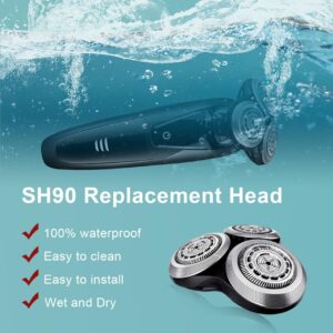 SH90 Replacement Rotary Heads for Philips Norelco Shavers Series 9000, New Version of Metal Wheel Buckle and Upgrade Double-Layer Precision Blades