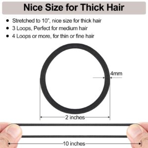 ADRIONE Black Hair Ties No damage 280 Pack, 4MM Hair Bands for Women's Hair Elastic Ponytail Holders No Damage Hair Ties Elastic Hair Ties Bulk Hair Ties for Women Pony Tails Hair Ties for Thick Hair