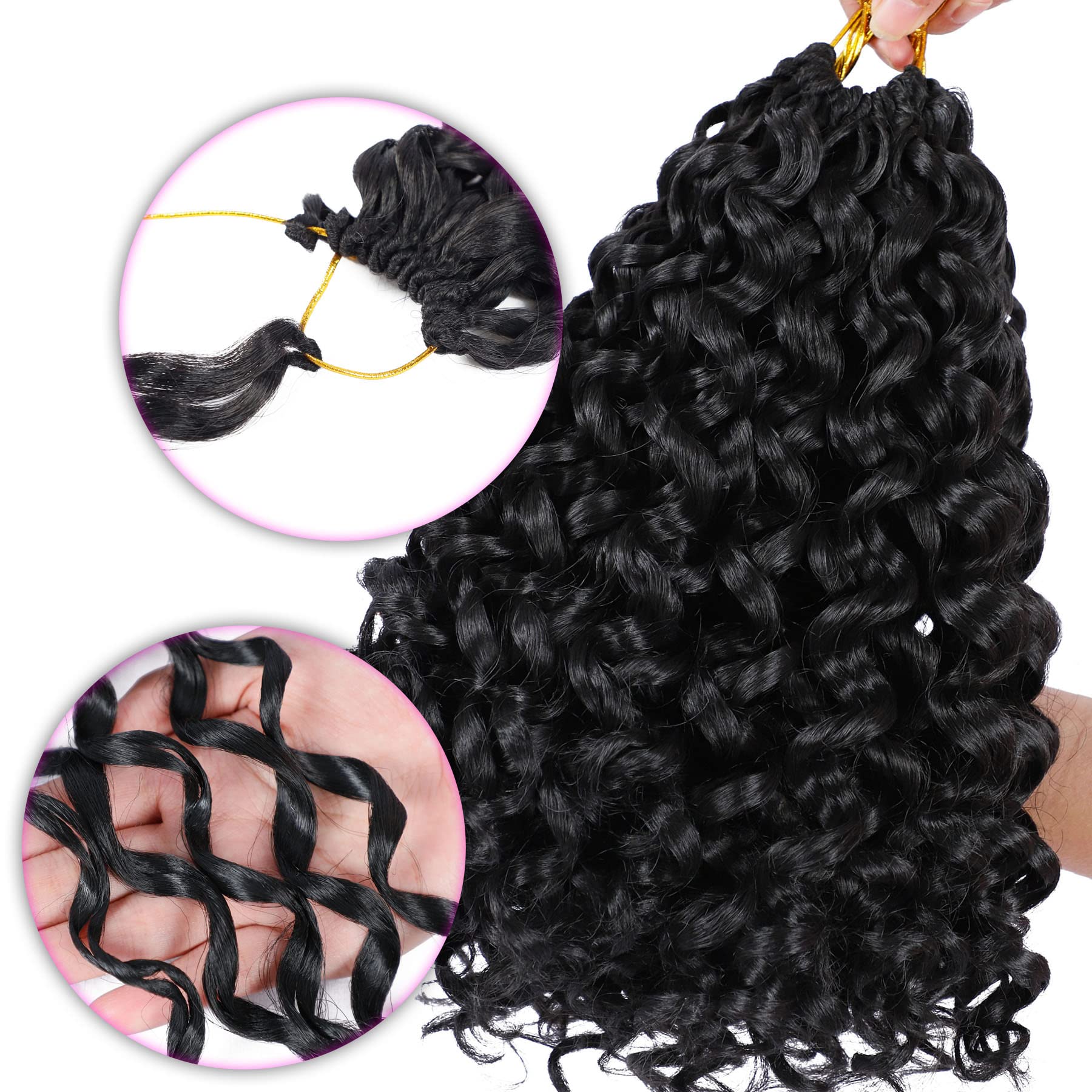 7 Packs GoGo Curl Crochet Hair 10 Inch Short Curly Crochet Hair for Women Water Wave Beach Curl Deep Twist Crochet Braids Synthetic Braiding Hair Extensions(10 Inch, 1B)