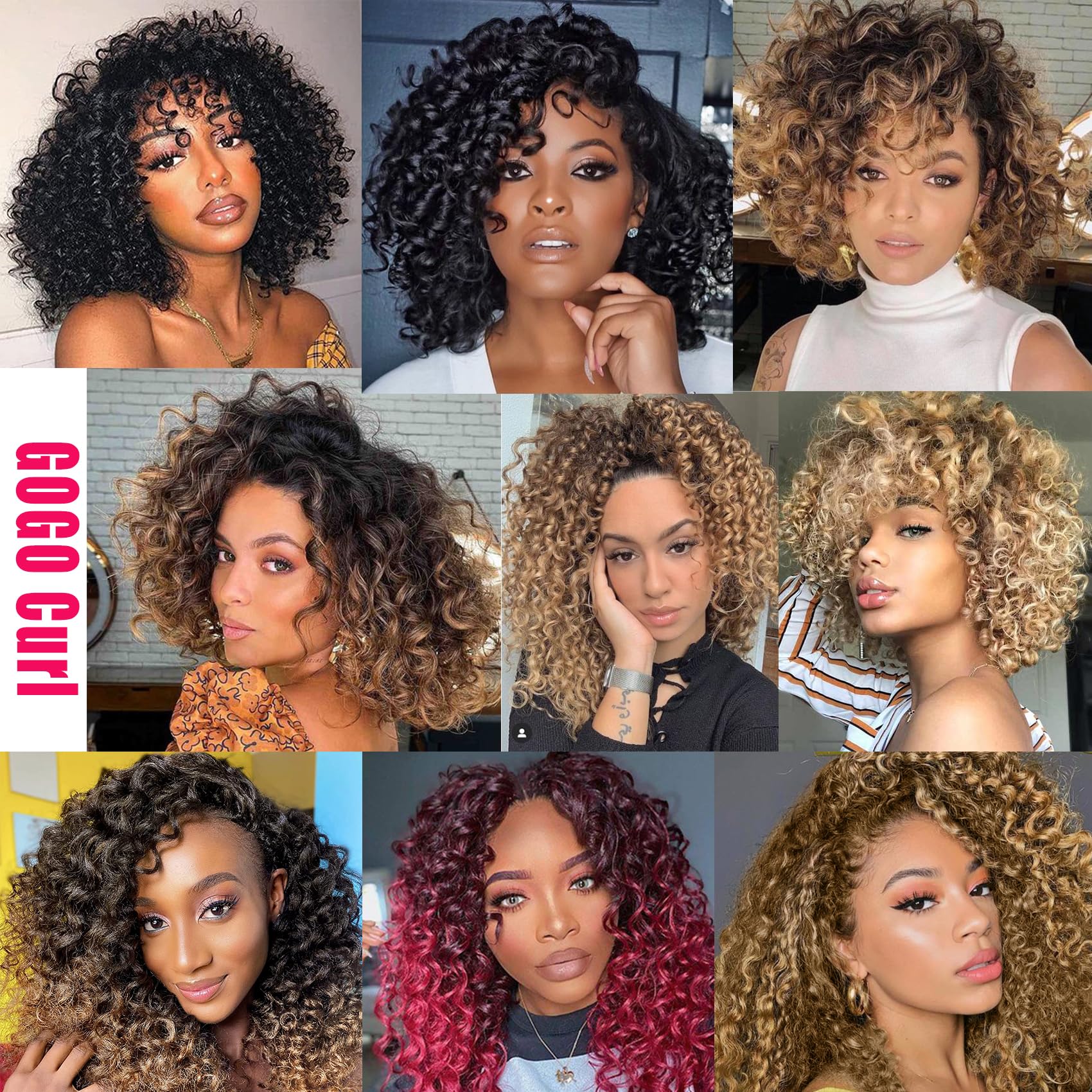 7 Packs GoGo Curl Crochet Hair 10 Inch Short Curly Crochet Hair for Women Water Wave Beach Curl Deep Twist Crochet Braids Synthetic Braiding Hair Extensions(10 Inch, 1B)