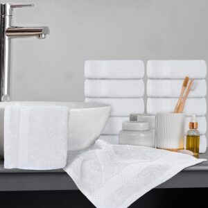 White Classic 2 Luxury White Bath Mats 22 x 34 and 12 Luxury White Washcloths 13 x 13 | Cotton, Highly Absorbent and Quick Dry for Hotels, Spa and Bathroom