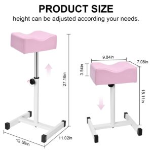 Pedicure Manicure Footrest, Adjustable Height with Soft Cushion Pedicure Stool Non-Slip, Pedicure Nail Equipment for Salon Spa Beauty,Pink