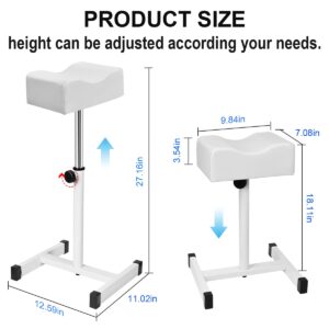 Pedicure Manicure Footrest, Adjustable Height with Soft Cushion Pedicure Stool Non-Slip, Pedicure Nail Equipment for Salon Spa Beauty,White