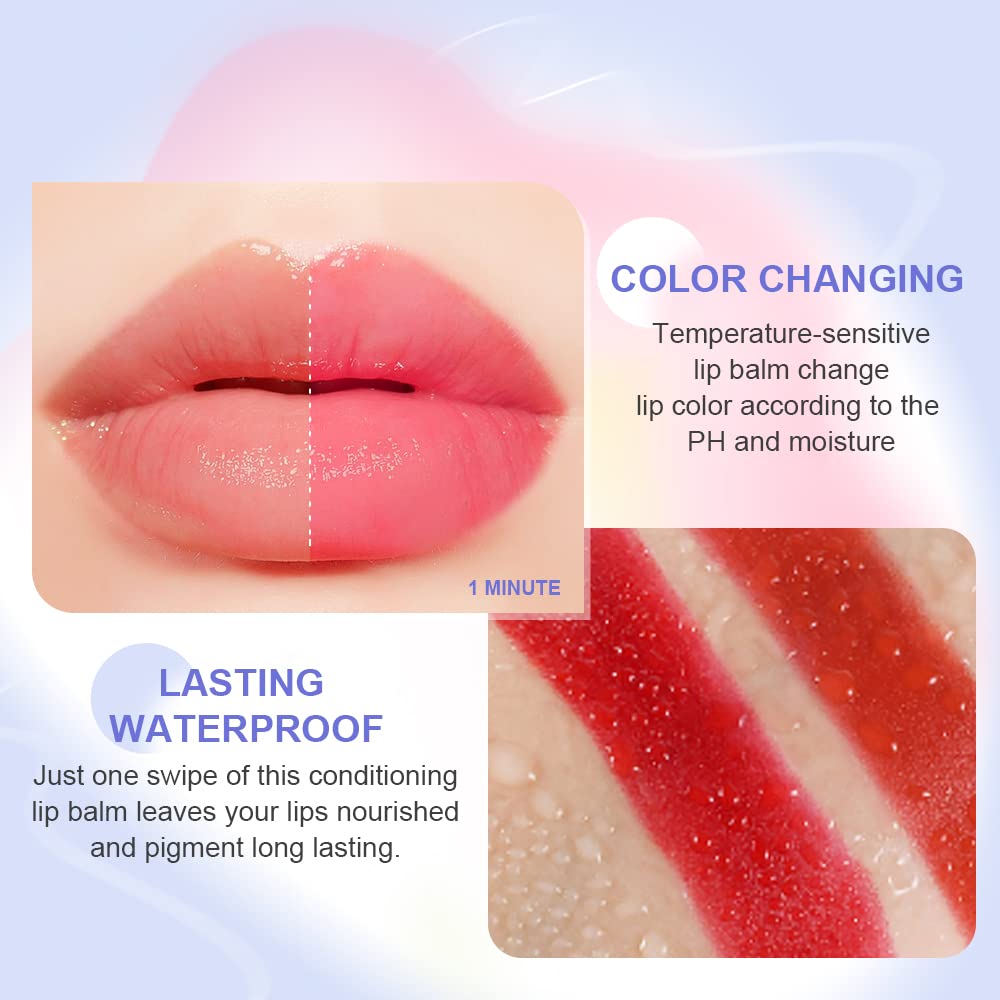 SACE LADY 3 Colors Moisturized Tinted Lip Balm Set, SACE LADY Long Lasting Color Changing Lipstick Kit for Dry Lips, Hydrating Waterproof Lip Make Up, 3Pcs*0.14Oz