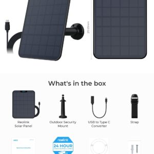 Reolink 6W Solar Panel Black, Non-Stop Solar Power Supply for All Wireless Battery Camera Outdoor, Compatible with TrackMix/Argus PT Ultra/Duo 2/Eco Ultra/3 Ultra, Waterproof, Adjustable Mount(Black)