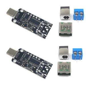 2pcs usb-c pd qc dc5v 9v 12v 15v 20v adjustable voltage power trigger module 5a type-c male input