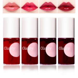 4 colors lip tint stain set, watery lip tint mini liquid matte lipstick, lip stain long lasting waterproof, korean lip gloss moisturizing natural, multi-use lip and cheek tint, lightweight non-sticky