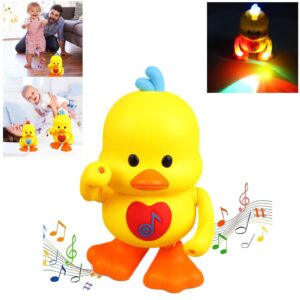 areytrv dancing duck - 2023 new musical duck toy, baby preschool educational learning toy w/led lights & music, dancing and singing musical duck for 1+ year old baby toddler (yellow)