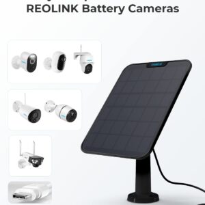 Reolink 6W Solar Panel Black, Non-Stop Solar Power Supply for All Wireless Battery Camera Outdoor, Compatible with TrackMix/Argus PT Ultra/Duo 2/Eco Ultra/3 Ultra, Waterproof, Adjustable Mount(Black)