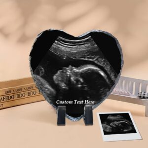 personalized custom photo heart rock slate ultrasound picture frames, sonogram picture frame pregnancy gifts for first time moms, mom to be gift, best gifts for expecting mom