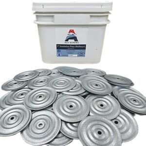 ace screws 3-'' bullseye plate -''flatass-'' (1,000pc), roofing insulation plates, goes with self tapping screws into metal & wood decks, corrugated roofing, commercial, epdm, tpo, silver