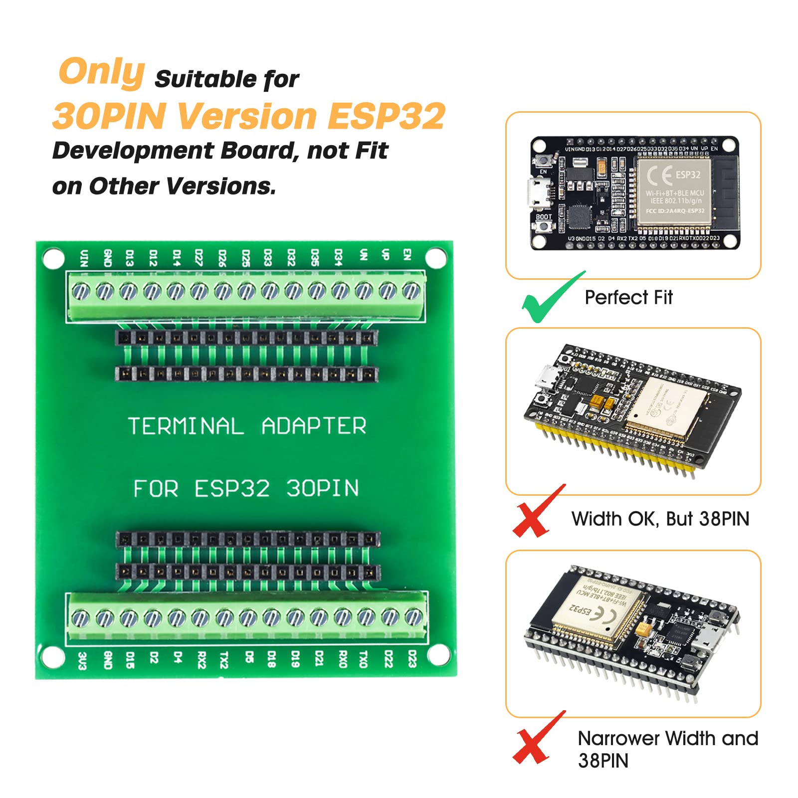 KeeYees 2pcs ESP32 WiFi Development Board with 2pcs Breakout Board (30PIN)