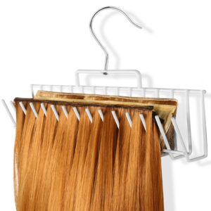 hair extension holder, hair hanger holds extra wide weft, full length weft, braiding hair, hair rack holds multi-layer hair for styling, washing, drying, extension holder for barber shop/home, white