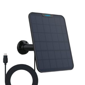 reolink 6w solar panel black, non-stop solar power supply for all wireless battery camera outdoor, compatible with trackmix/argus pt ultra/duo 2/eco ultra/3 ultra, waterproof, adjustable mount(black)