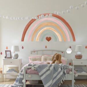 Containlol Rainbow Wall Decal, 76 x 56 Inches Large Rainbow Decor for Classroom Decor Girl Bedroom Nursery Kid Playroom Baby Shower