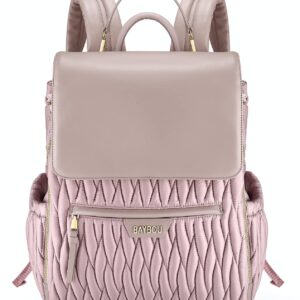 Baybou Diaper Bag Backpack Large Capacity, Waterproof, and Multifunctional Baby Essentials Travel Bag with Changing Pad and Stroller Straps, Blush Pink