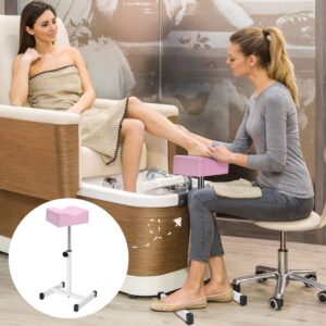 Pedicure Manicure Footrest, Adjustable Height with Soft Cushion Pedicure Stool Non-Slip, Pedicure Nail Equipment for Salon Spa Beauty,Pink