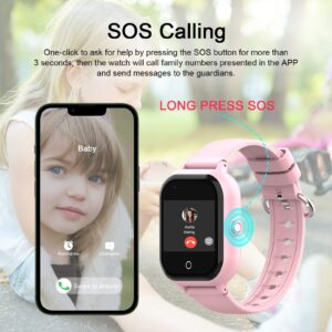 wonlex Kids Smart Watch with GPS Tracker and Calling, 4G Smartwatches Girls Boys with SIM Card SOS Camera Voice Video Call School Mode for Kids Children Aged 4-12 Birthday Gifts (Pink)