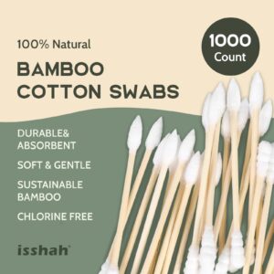 Bamboo Cotton Swabs - 1000 Count - Pointed & Spiral Heads- 100% Biodegradable Cotton Buds | Natural & Sustainable Makeup Remover | Organic Cotton Heads | FSC Certified and PETA Approved.