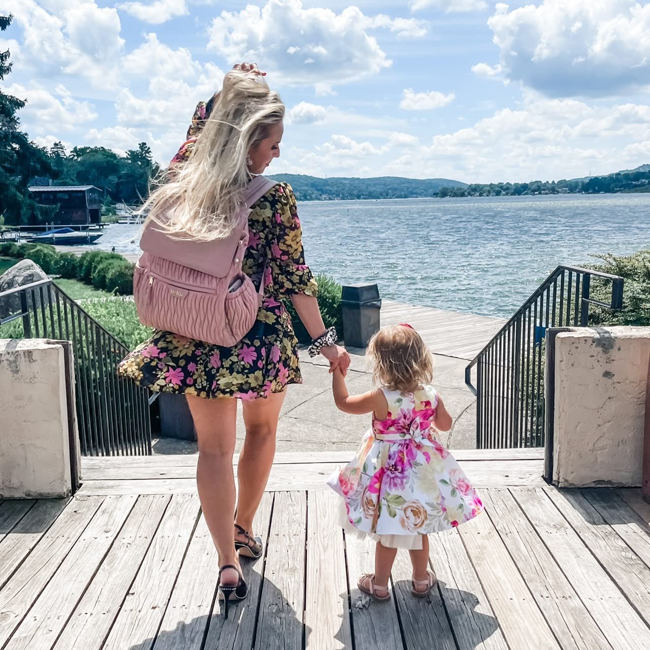 Baybou Diaper Bag Backpack Large Capacity, Waterproof, and Multifunctional Baby Essentials Travel Bag with Changing Pad and Stroller Straps, Blush Pink