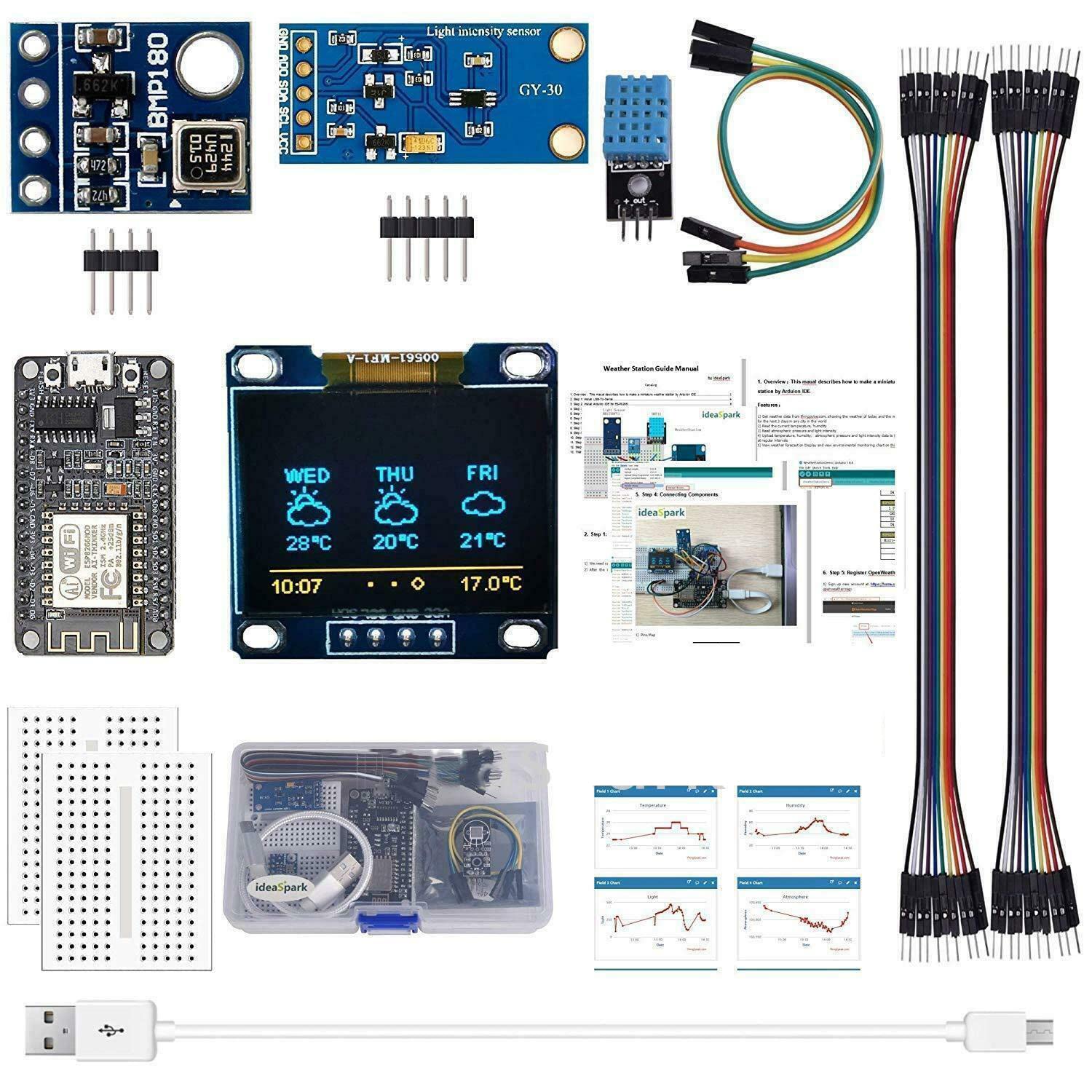 Mustpoint Arduino Kit ESP8266 Weather Station for Arduino IDE IoT Starter with Tutorial by DIY