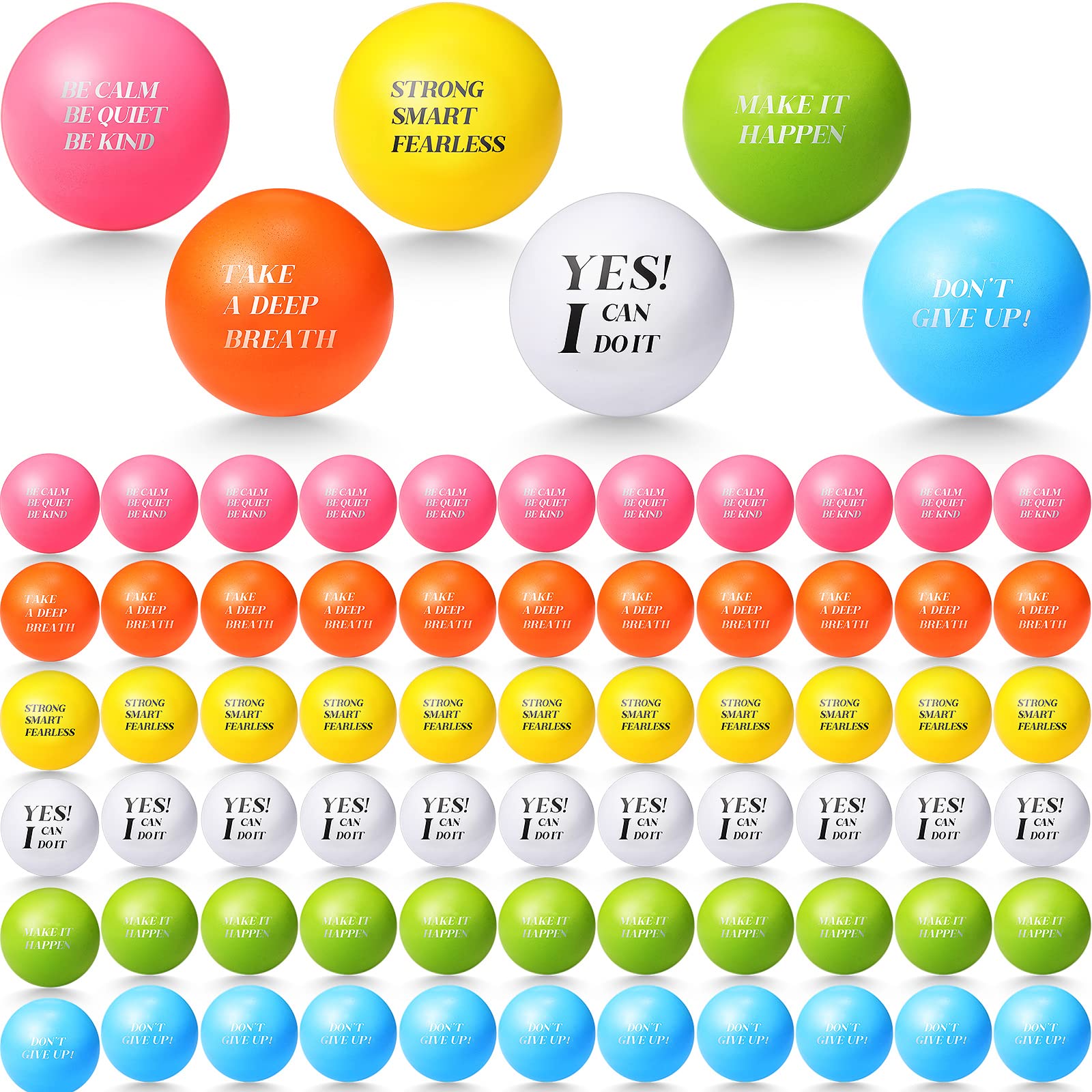 72 Pcs Motivational Stress Balls Colorful Foam Balls Inspirational Stress Relief Balls for Adults Kids Hand Exercise Stress Balls Anxiety Balls Fidget Toys for Motivating Encouraging (Fresh Colors)