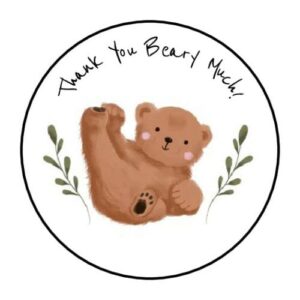 30 pcs thank you bear round​​​​​​​​​​​​​​​​​​​​​​​​​ stickers envelope seals labels round tags, stamps sticker for gift cards, envelopes, boxes for holiday, birthday, christmas