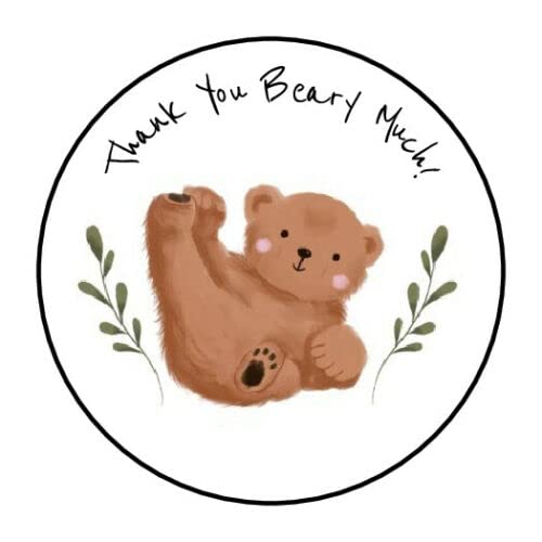 30 pcs Thank You Bear Round​​​​​​​​​​​​​​​​​​​​​​​​​ Stickers Envelope Seals Labels Round Tags, Stamps Sticker for Gift Cards, Envelopes, Boxes for Holiday, Birthday, Christmas