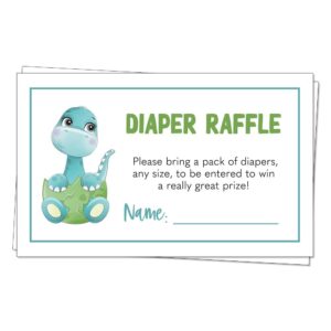 the invite lady dinosaur baby shower diaper raffle ticket diaper wipes raffle ticket insert request prize dino egg baby dinosaurs boy blue green printed cards (50 count)