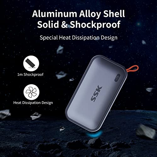 SSK Portable SSD 1TB External Solid State Drives, up to 1050MB/s USB C SSD External Hard Drive USB 3.2 Gen2 for iPhone 15/Pro, Windows, Mac, Android Phones and Tablets