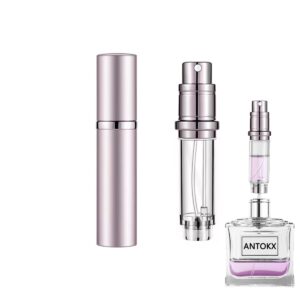 antokx travel perfume bottle refillable atomizer - 5ml perfume atomiser, pocket perfume dispenser, scent pump case, leakproof portable perfume sprayer for women and men (pink)