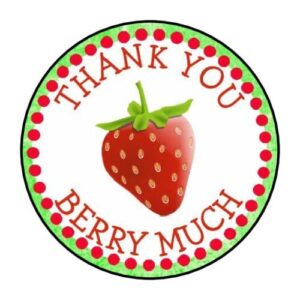 30 pcs thank you berry strawberry round​​​​​​​​​​ stickers envelope seals labels round tags, stamps sticker for gift cards, envelopes, boxes for holiday, birthday, christmas