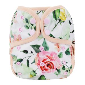 sigzagor baby diaper cover nappy one size 8lbs to 36lbs (pink flowers)