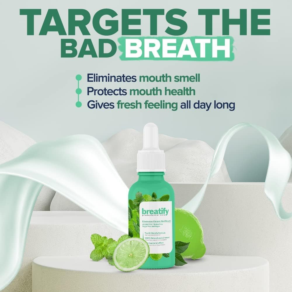 Breatify Bad Breath Eliminating Serum – Bad mouth smell removing drops – Easy to carry and handy fresh breath oil-serum, 20 mL, 0.68 Oz (Pack of 6, 4.08 Oz)