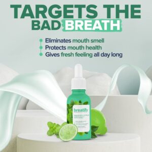 BREATIFY Bad Breath Treatment – Dry and Bad Mouth Smell Removing Drops – Easy to Carry and Handy Fresh Breath Oil serum, 20 mL, 0.68 Oz (Pack of 1, 0.68 Oz)