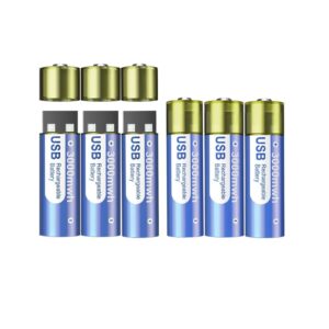 palowextra aa lithium li-ion rechargeable batteries 3000mwh, usb double a battery 1.5v constant output fast charging (6 count)