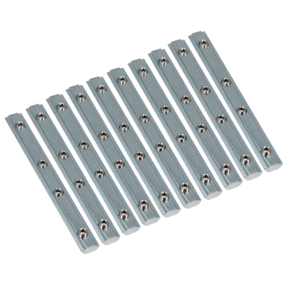 Yeebyee Straight Line Connector 3.9"Joint Bracket with Screw for 0.24" Slot 2020 Series Aluminum Extrusion Profile, 10pcs/Pack (Silver-Straight Bracket-20Series)