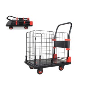 uholan foldable dolly hand truck cage cart carrying weight 330lbs portable platform cart dolly cart with wheels multi scenario usage