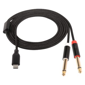 cerrxian 6.56ft usb c to dual 6.35mm trs stereo cable, usb c to 1/4 inch audio cable, usb type c male to 2x 6.35mm mono male aux y splitter cable for tablet, laptop,phone,amplifier(6.35-c)