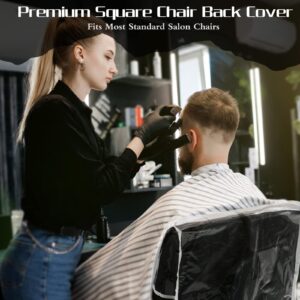 3 Pieces Chair Back Cover Plastic Clear Salon Chair Back Cover Fits Most Standard Chairs Prevent Stains Deform Wear for Barber Shop Salon Office Movie Theater Home 21.5 x 16 x 4.5 Inch (White, Square)