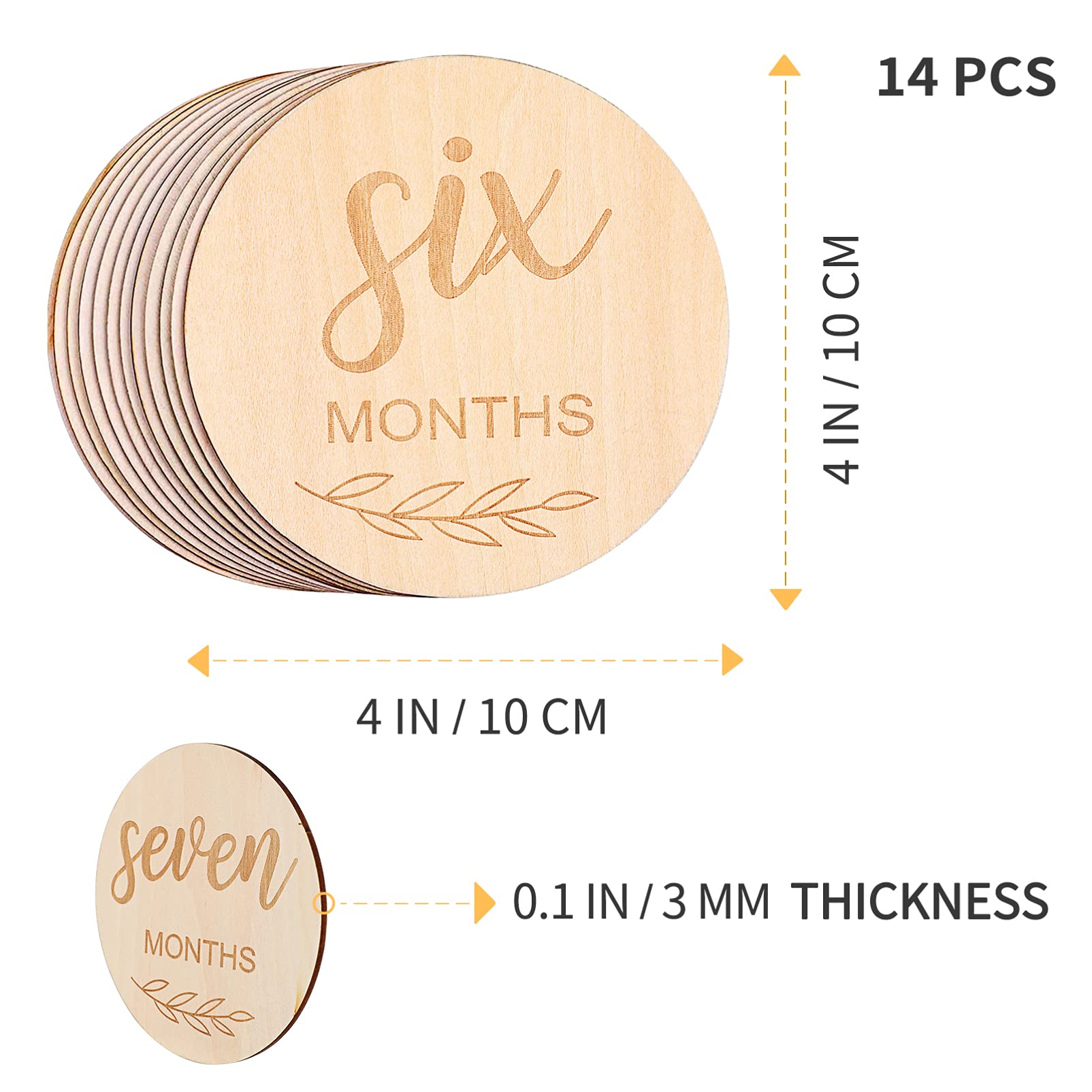 Toyvian 1 Set Baby Monthly Milestone Photo Cards, Wooden Baby Announcement Cards, Double Sided Photo Prop Milestone Discs, Pregnancy Journey Milestone Markers, Light Wood