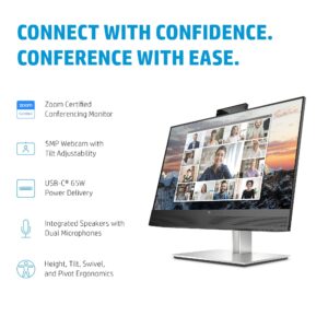 HP E24m G4 Full HD 23.8 Inch USB-C Conferencing Monitor 5ms 75Hz IPS Integrated Speaker Webcam 5MP Auto Focus VESA Mountable Adjustable Height Tilt Swivel Pivot Horizontal Viewing Angle (Renewed)