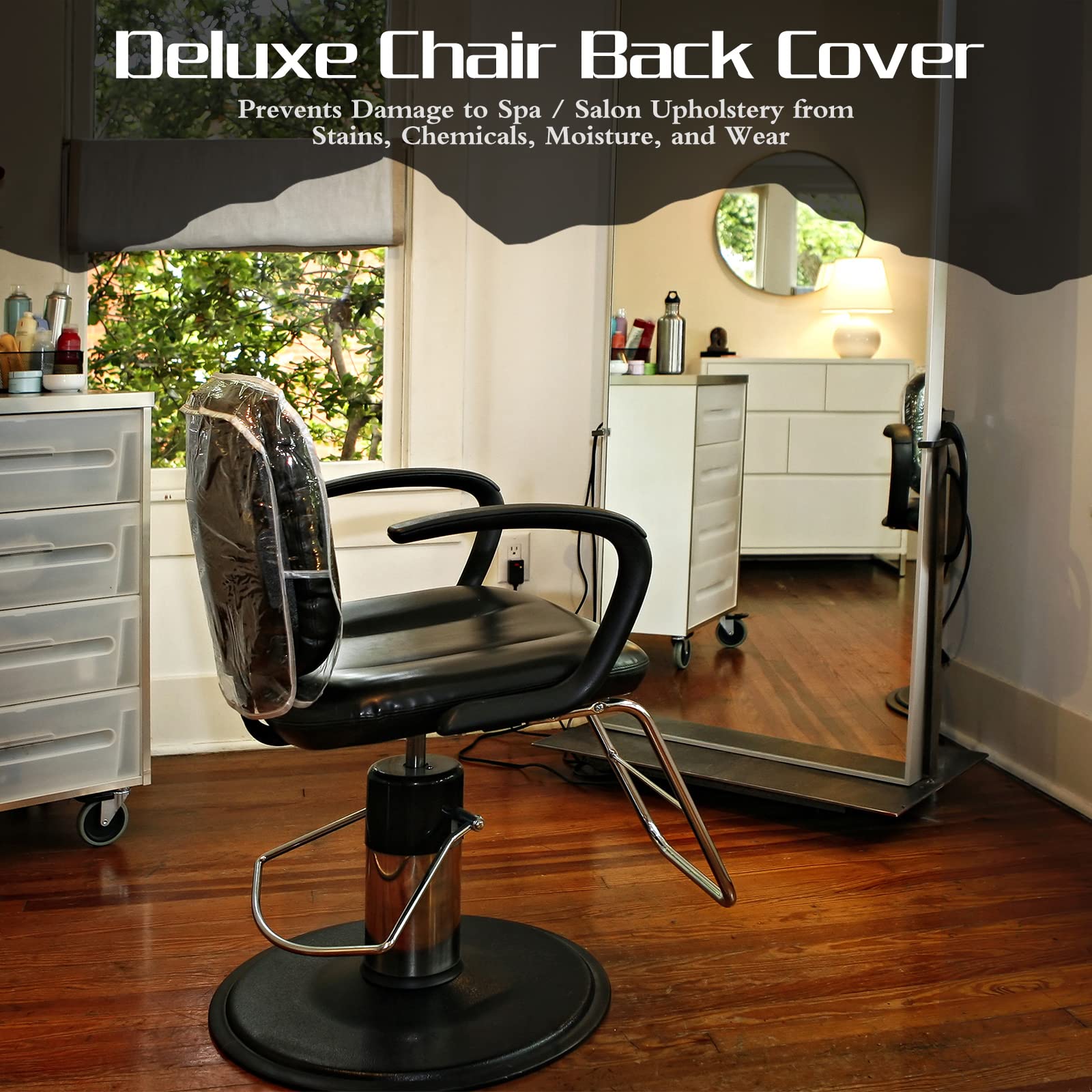 3 Pieces Chair Back Cover Plastic Clear Salon Chair Back Cover Fits Most Standard Chairs Prevent Stains Deform Wear for Barber Shop Salon Office Movie Theater Home 21.5 x 16 x 4.5 Inch (White, Square)