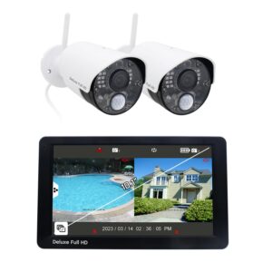 casacam deluxe vs5102a security camera system with 1080p cameras and 10.1" large touchscreen monitor, two-way audio, free app, 32gb sd card installed (1080p deluxe camera, 10.1" monitor)