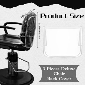 3 Pieces Chair Back Cover Plastic Clear Salon Chair Back Cover Fits Most Standard Chairs Prevent Stains Deform Wear for Barber Shop Salon Office Movie Theater Home 21.5 x 16 x 4.5 Inch (White, Square)