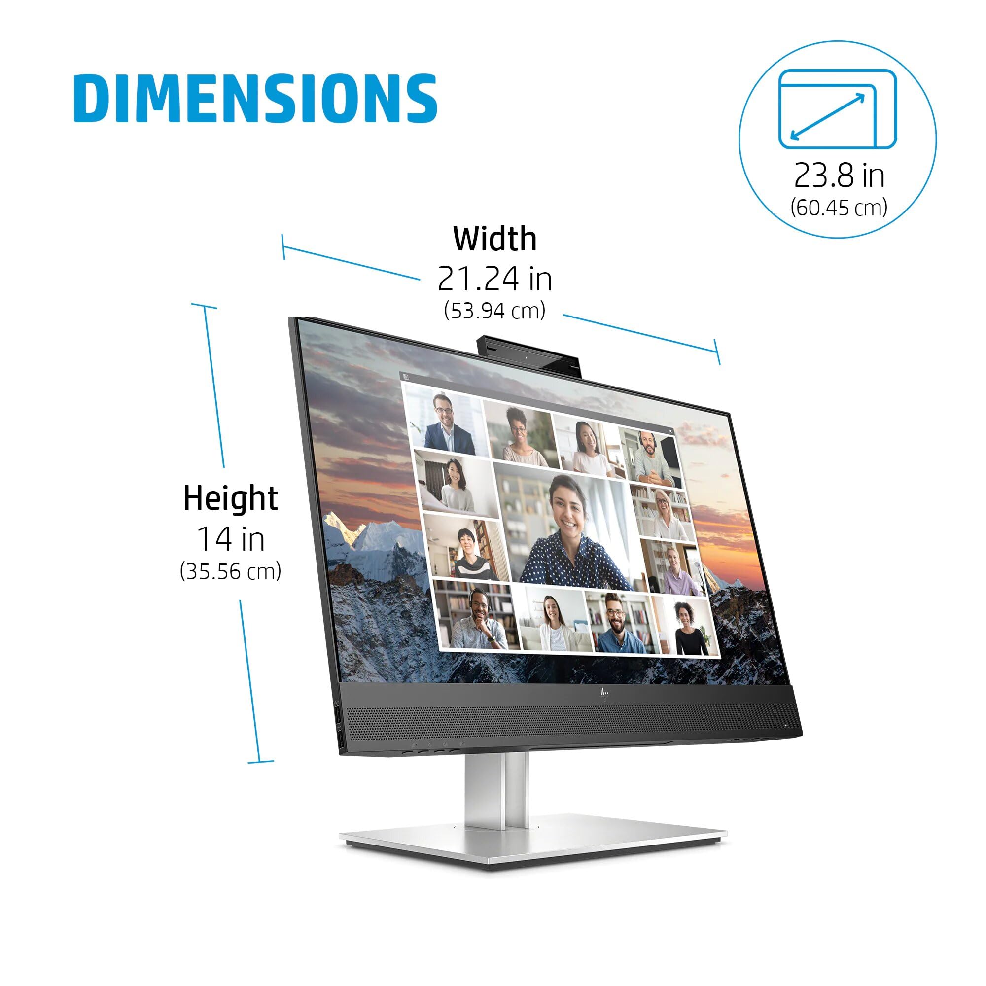 HP E24m G4 Full HD 23.8 Inch USB-C Conferencing Monitor 5ms 75Hz IPS Integrated Speaker Webcam 5MP Auto Focus VESA Mountable Adjustable Height Tilt Swivel Pivot Horizontal Viewing Angle (Renewed)