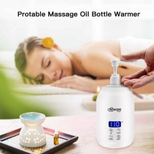 AOWOSA Massage Oil Warmer Bottle Professional Electric Lotion Digital Heater for SPA, Automatic Oil Warmer Heated Oil Lotion Cream for SPA, Salon, Barber Shops, Home, with Two Oil Bottle Dispenser