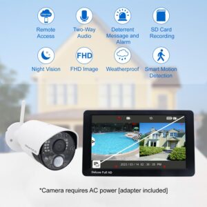 CasaCam Deluxe VS5102A Security Camera System with 1080p Cameras and 10.1" Large Touchscreen Monitor, Two-Way Audio, Free APP, 32GB SD Card Installed (1080p Deluxe Camera, 10.1" Monitor)