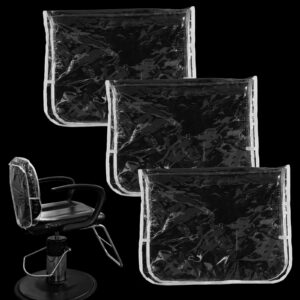 3 pieces chair back cover plastic clear salon chair back cover fits most standard chairs prevent stains deform wear for barber shop salon office movie theater home 21.5 x 16 x 4.5 inch (white, square)