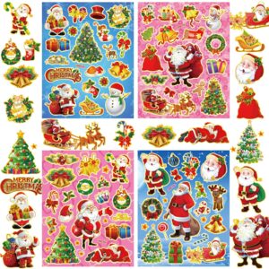 268pcs christmas stickers, 16 sheets santa stickers for kids, christmas window stickers for christmas cards envelopes scrapbooking diy arts and crafts